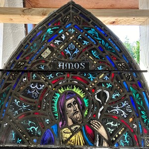 Antique Stained Glass Saint Amos Church Window 4A - Etsy