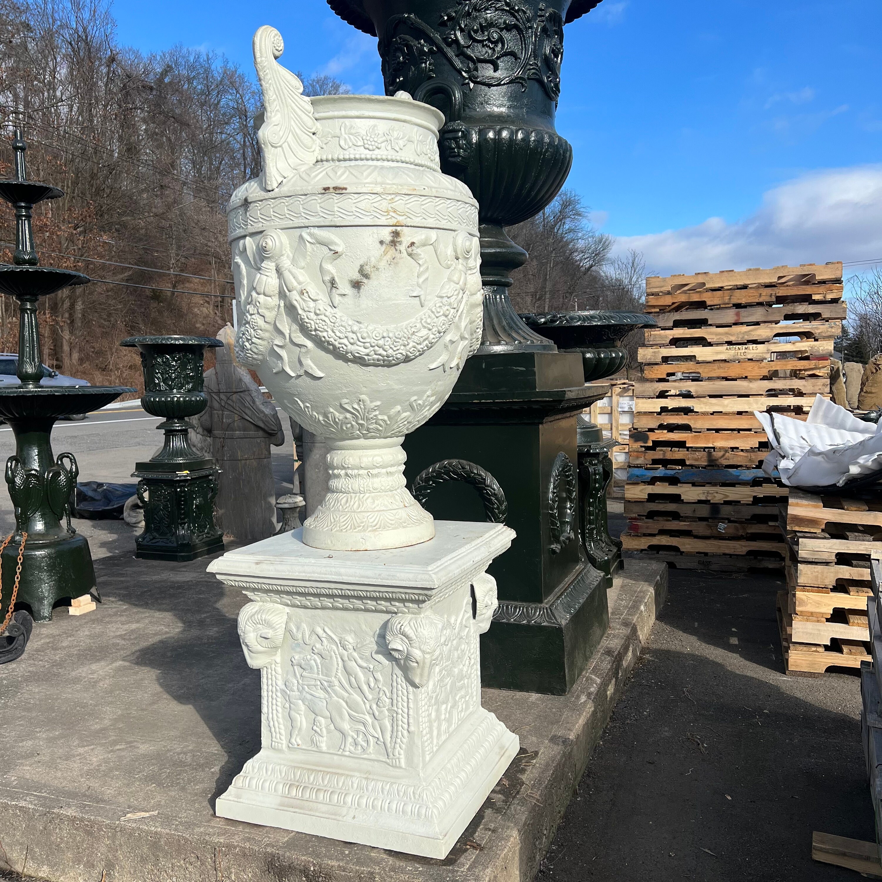 Monumental Cast Iron Rams Head Urn - Etsy