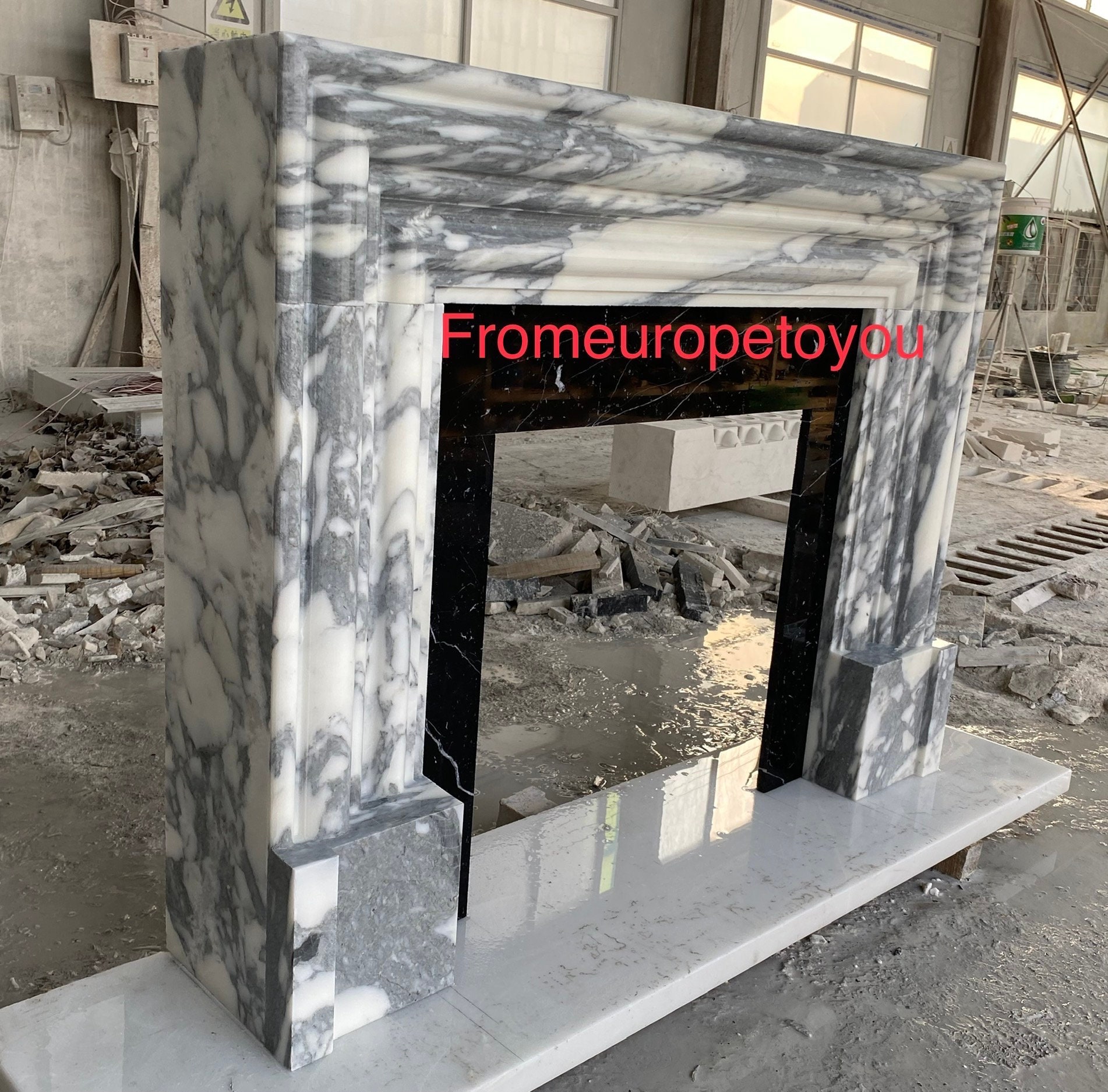 Carved Modern Italian Arabescato Marble Fireplace Mantel - Etsy