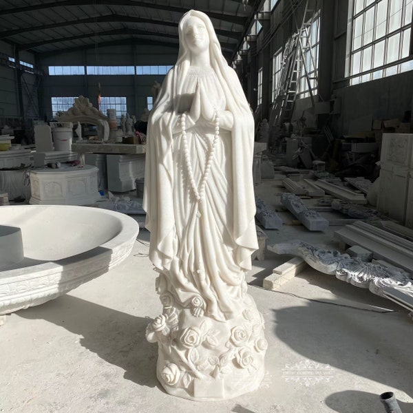 Marble Virgin Mary Statue - Etsy