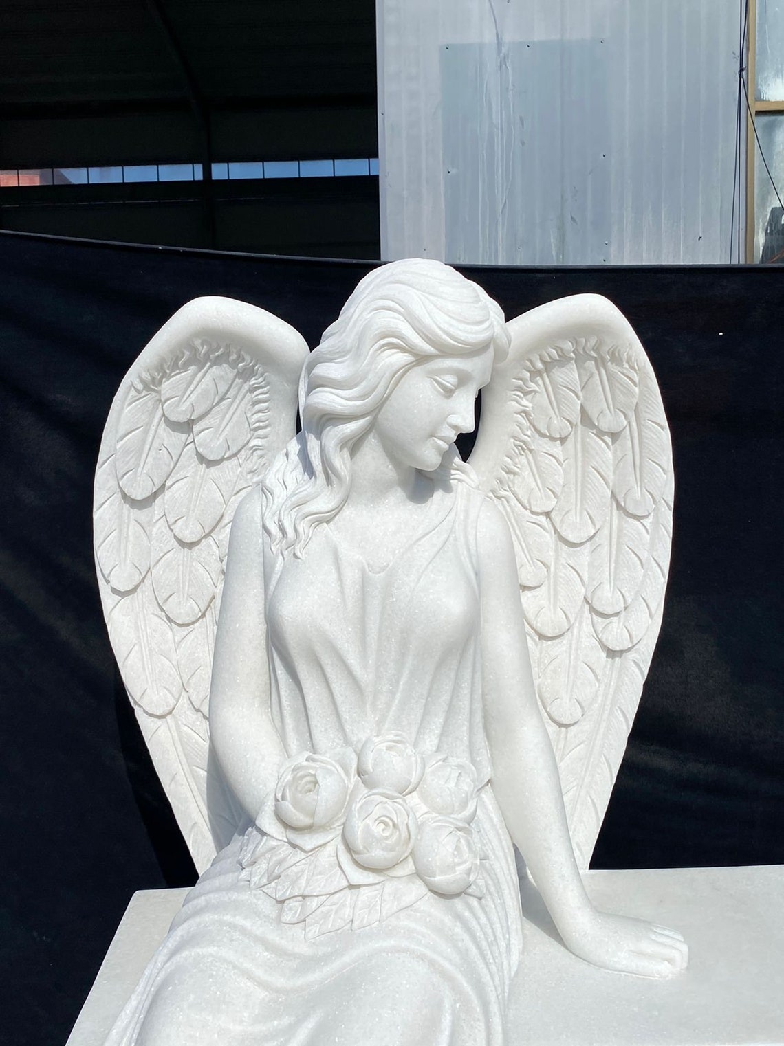 Hand Carved Marble Angel Monument - TF1025 - Etsy