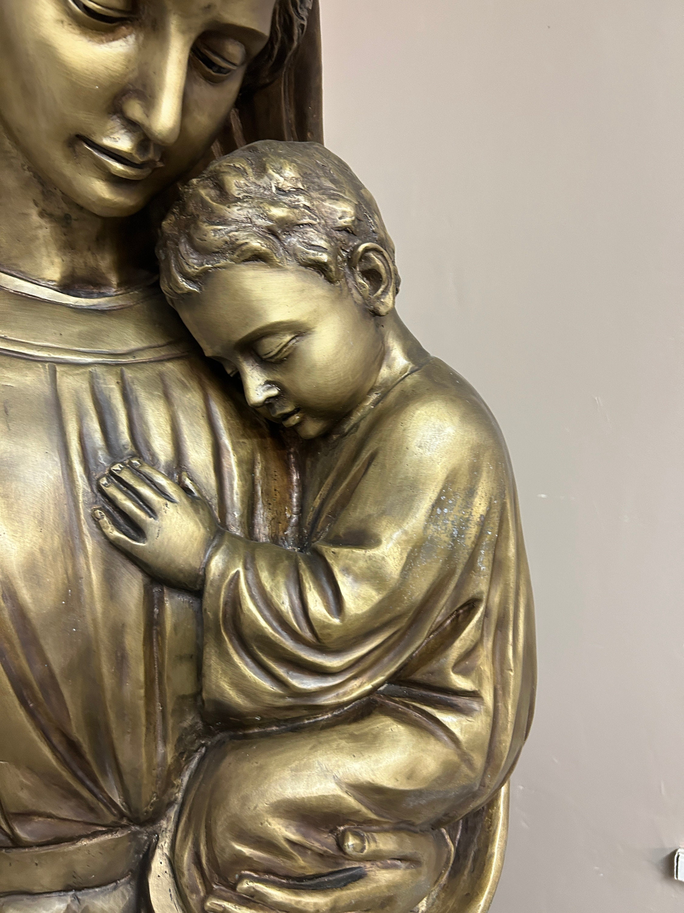 Bronze Mother Mary and Baby Jesus Statue - Etsy