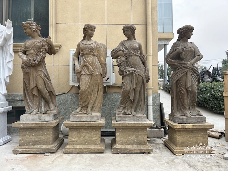 4 Season Antique Stone Estate Statues and Bases - JX502S - Etsy