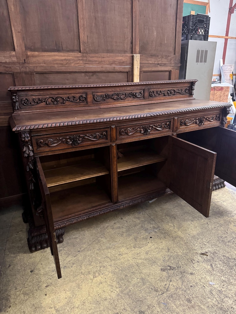 Antique German Carved Oak Sideboard - FNJ1 - Etsy