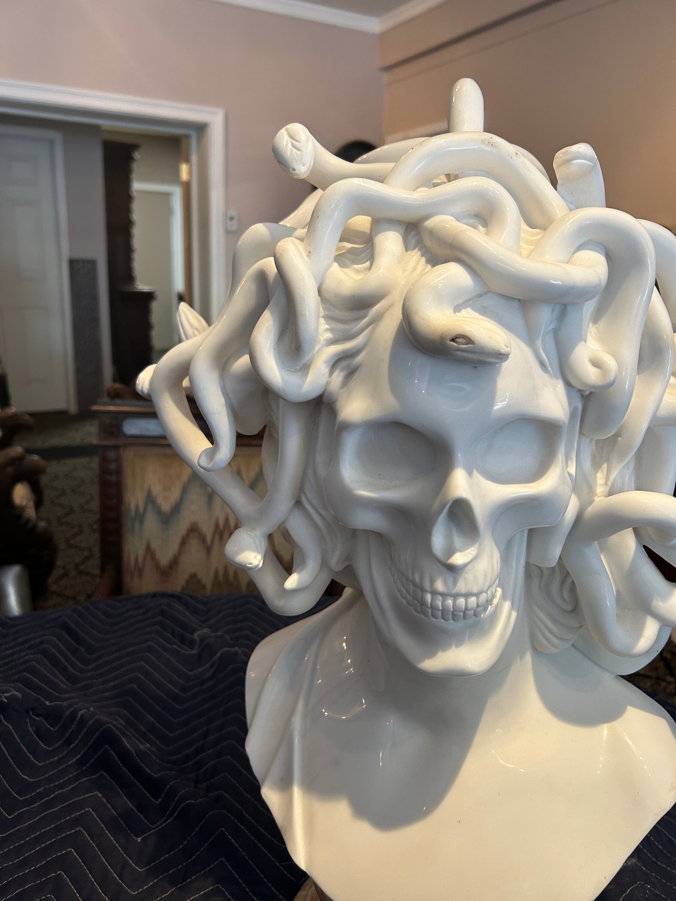Marble Carved Medusa Skull Bust - Etsy