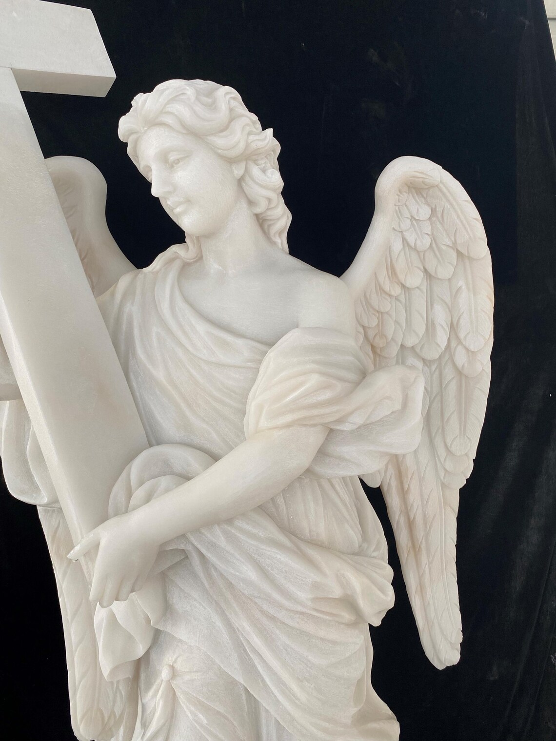 Large Carved Marble Angel Church Statue - TF512 - Etsy