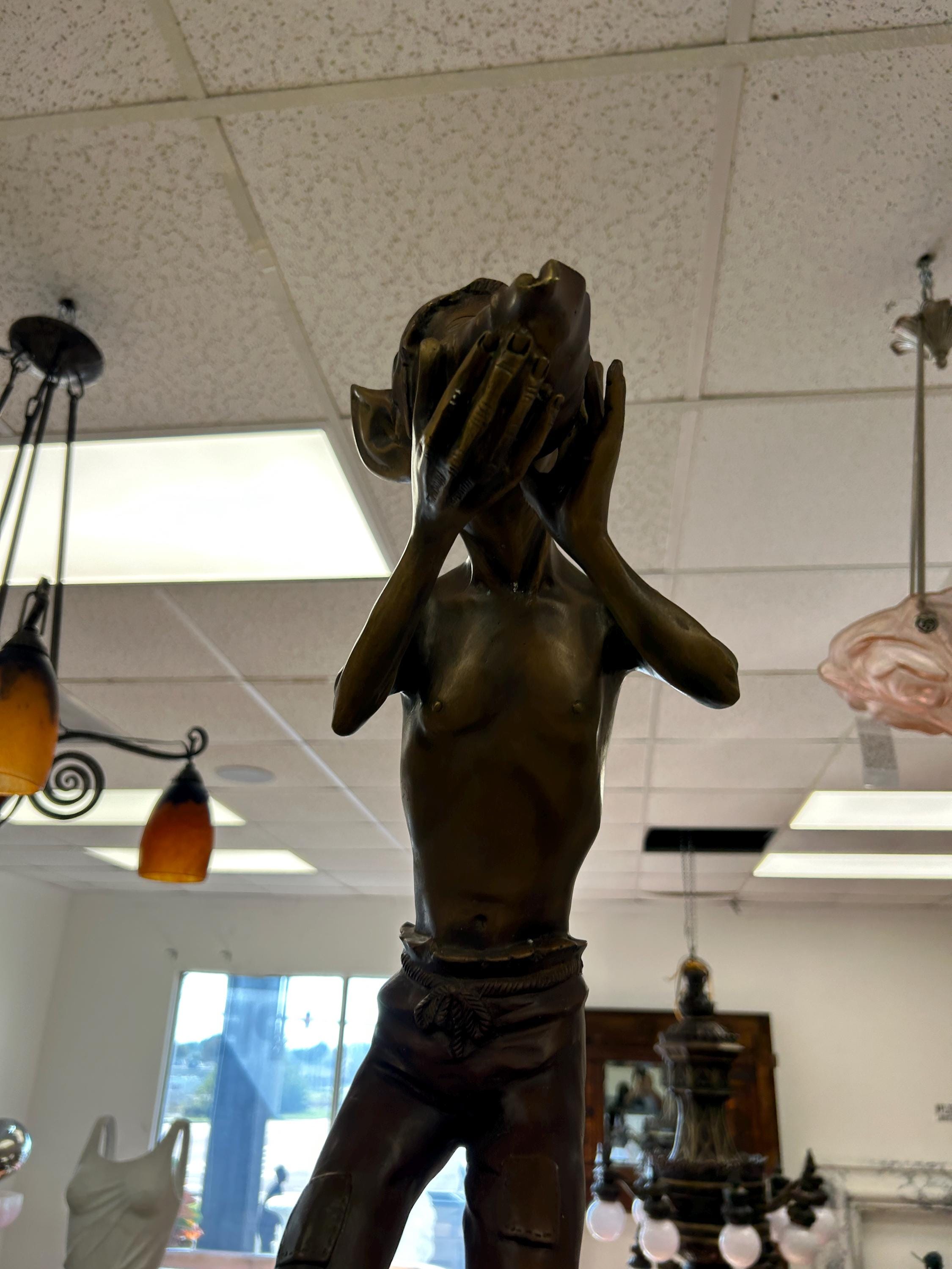 Bronze Pixie Statue With a Shell on a Marble Base - JX261S - Etsy