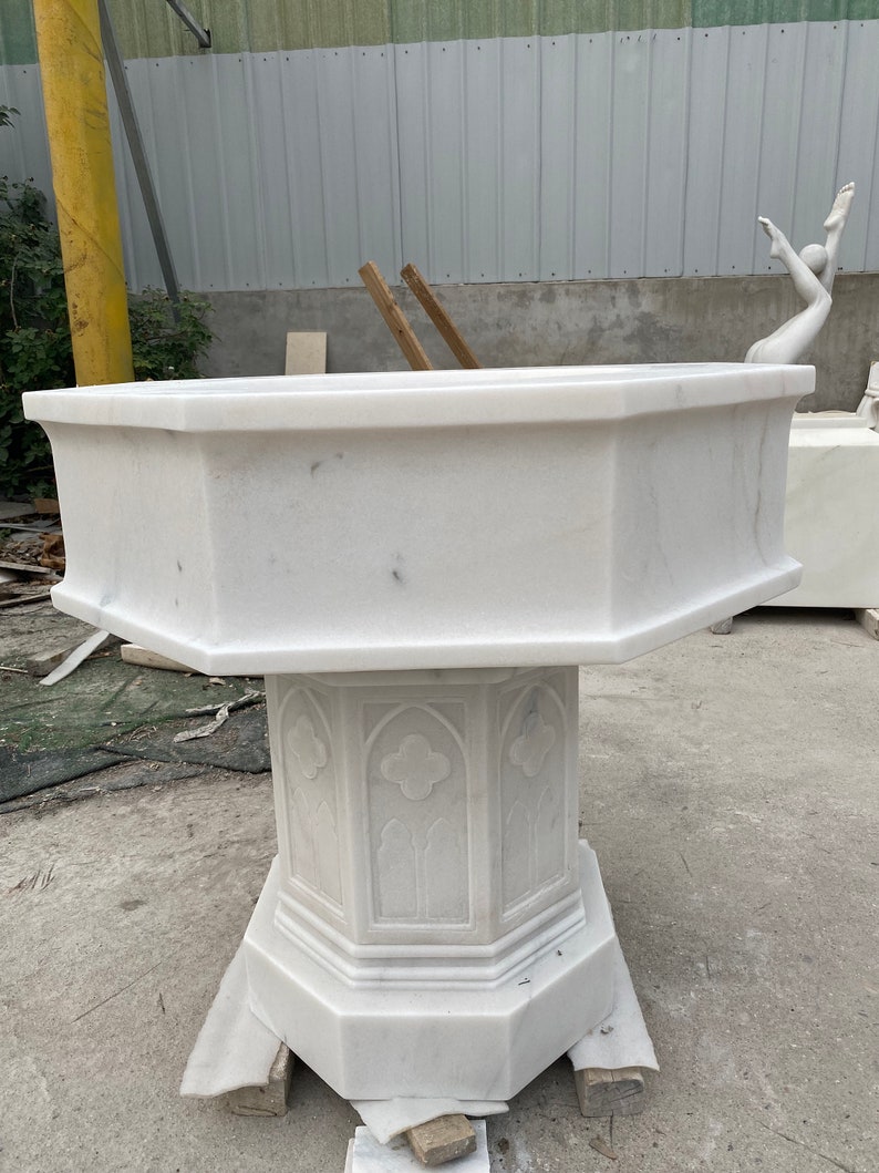 Marble Carved Gothic Church Font - TF247W - Etsy