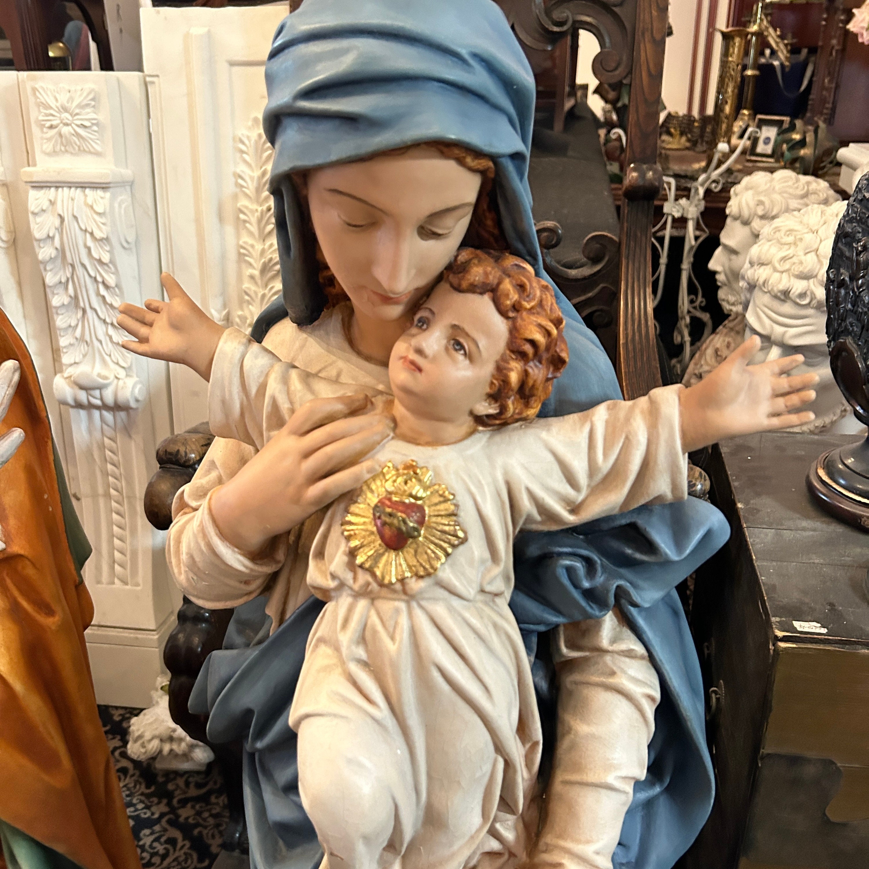 Antique Plaster Virgin Mary / Infant Jesus Statue - Etsy