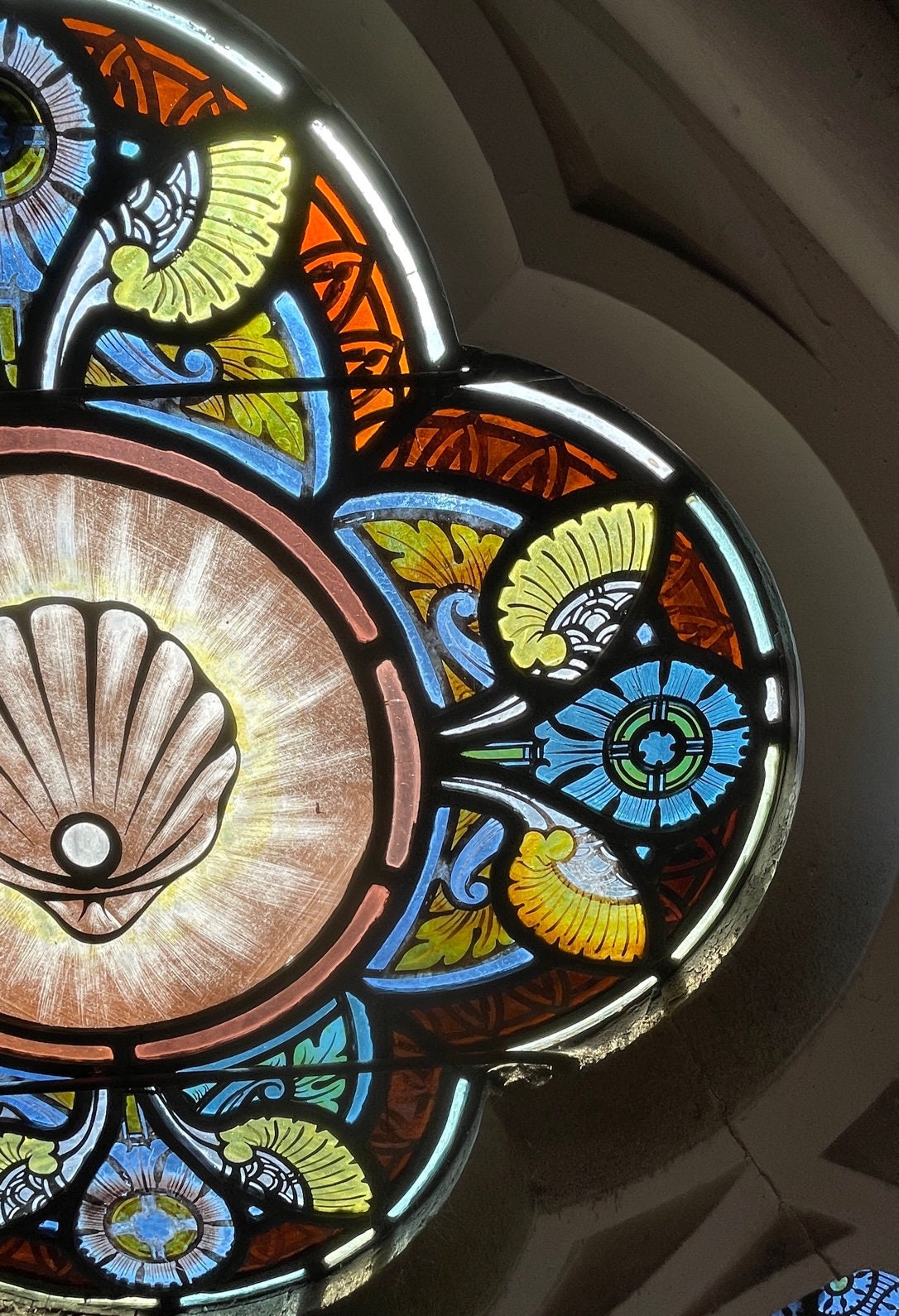 Antique Baptismal Shell Stained Glass Window - Etsy