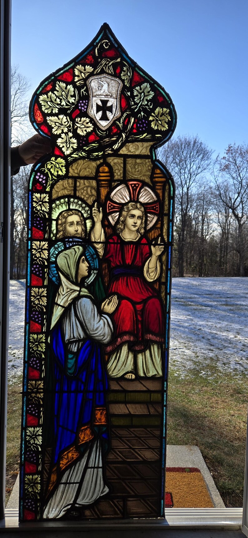 Antique Christ in the Temple Holy Family Windows From A Closed Church ...