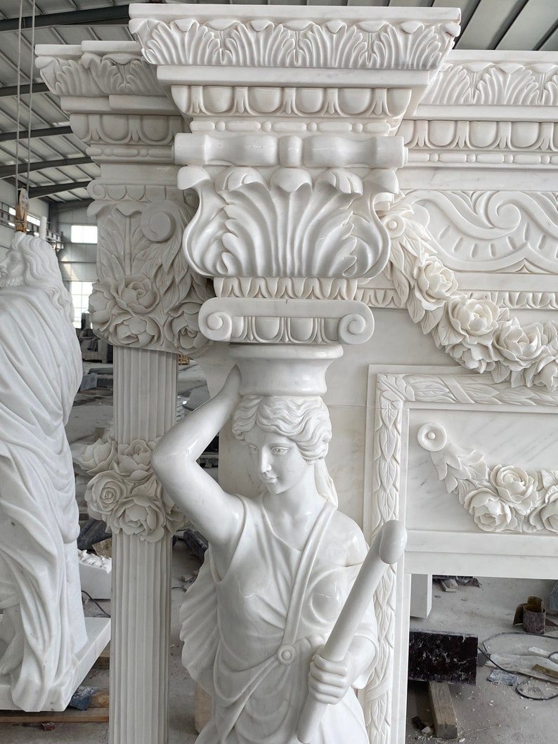 Beautiful Carved Marble Figurative Fireplace Mantel - TF590 - Etsy