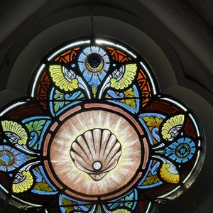 Antique Baptismal Shell Stained Glass Window - Etsy