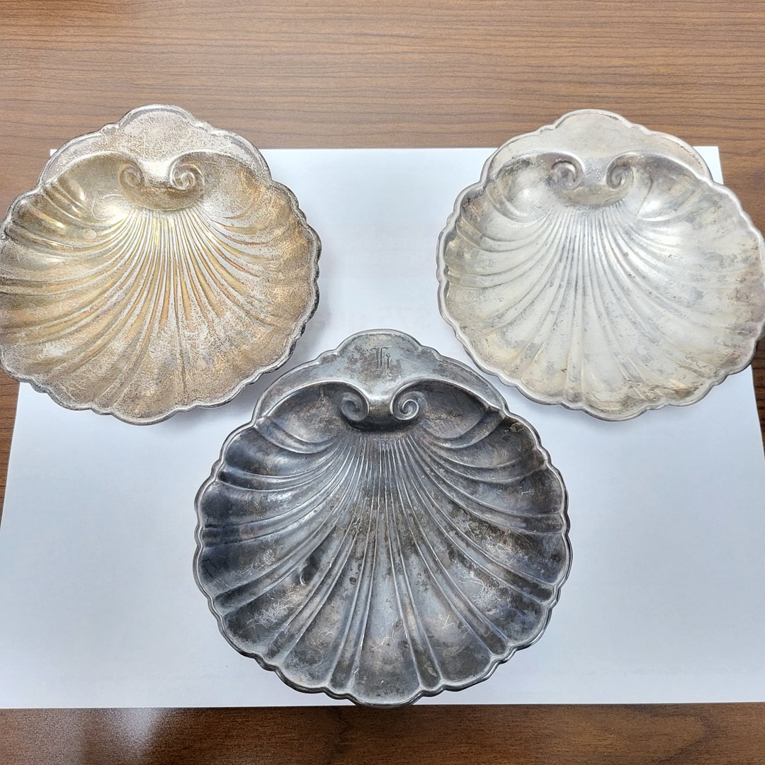 Sterling Silver Clam Shell Nut Caviar Salt Dish Bowl 5”x5” SET OF 3. - Etsy