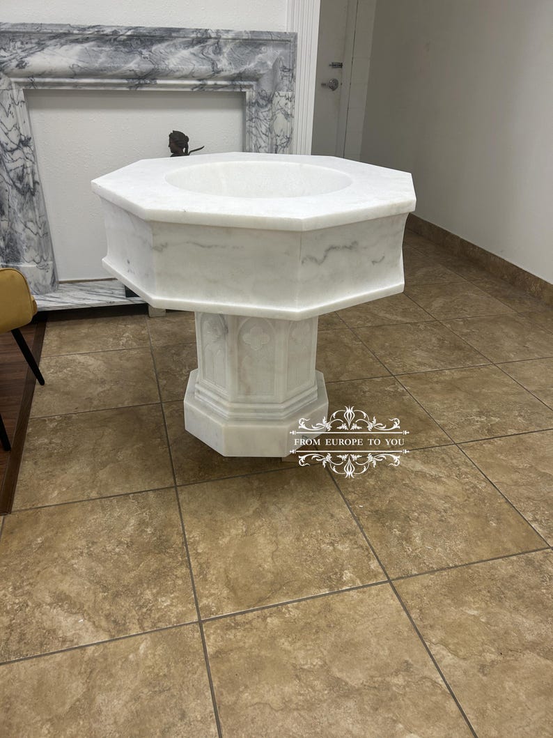 Marble Carved Gothic Church Font - TF247C - Etsy