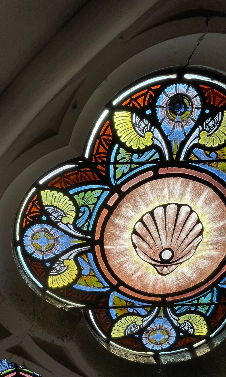 Antique Baptismal Shell Stained Glass Window - Etsy