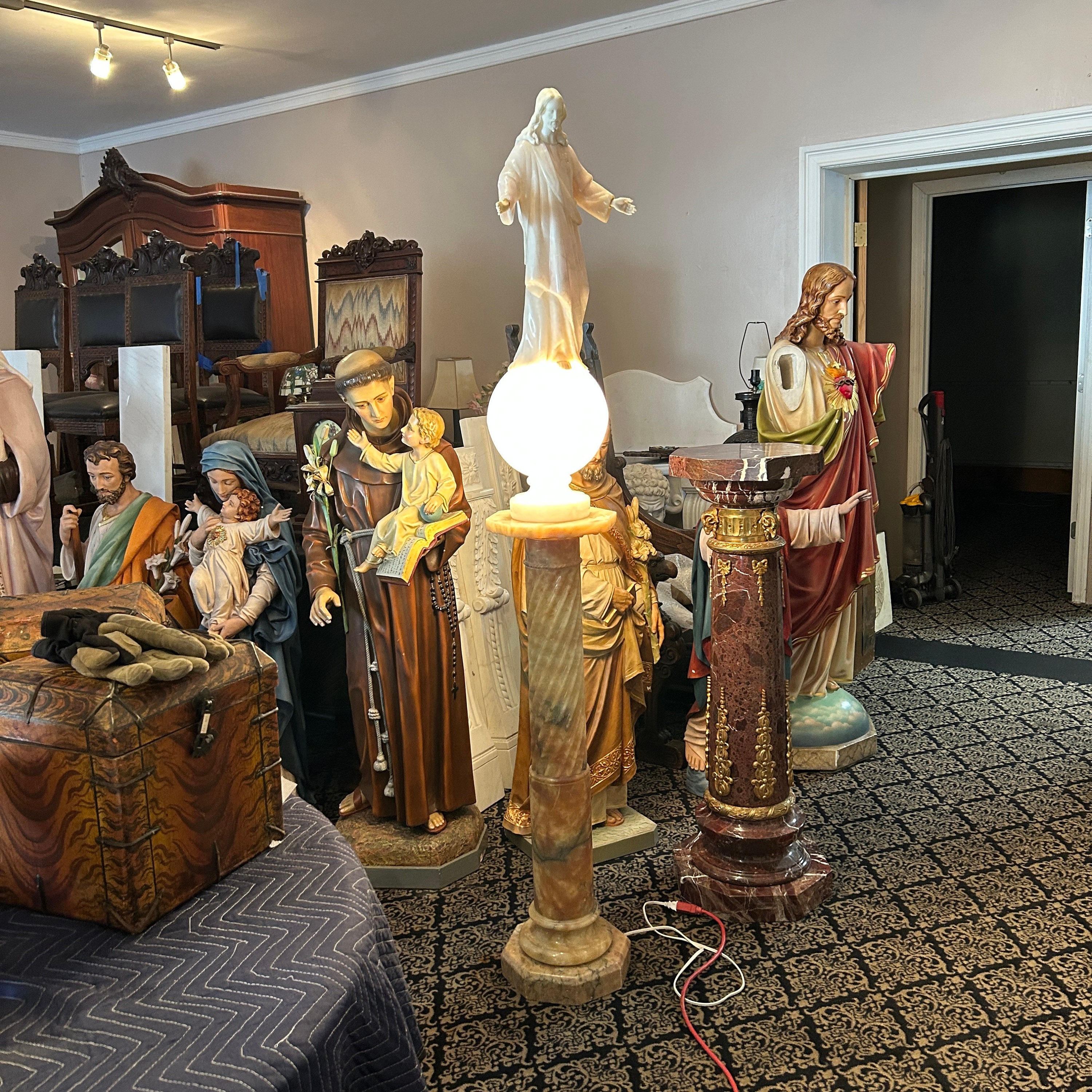 Antique Alabaster Jesus Church Floor Lamp - Etsy