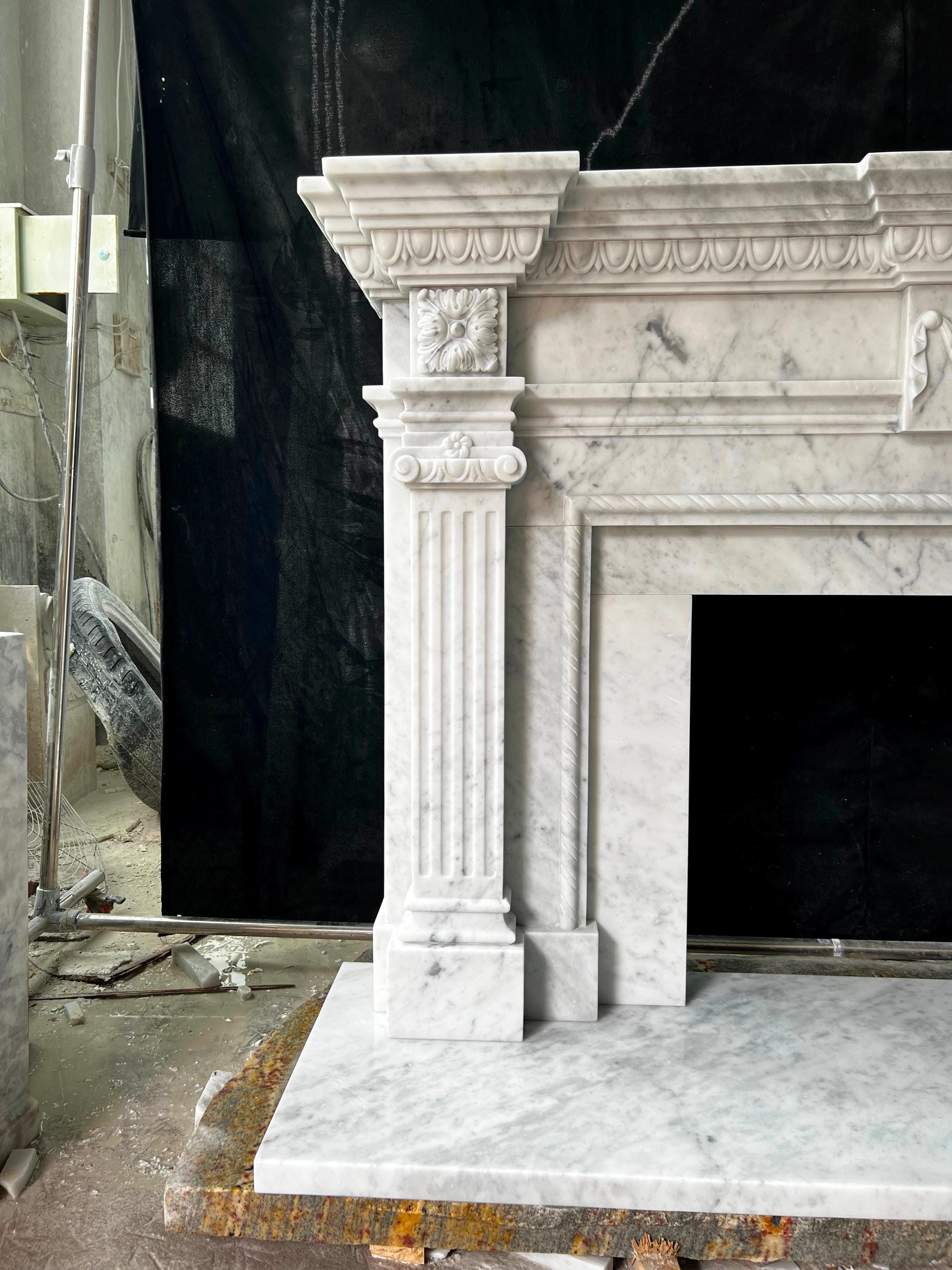 Carrved Carrara Marble Estate Fireplace Mantel - JJX20 - Etsy