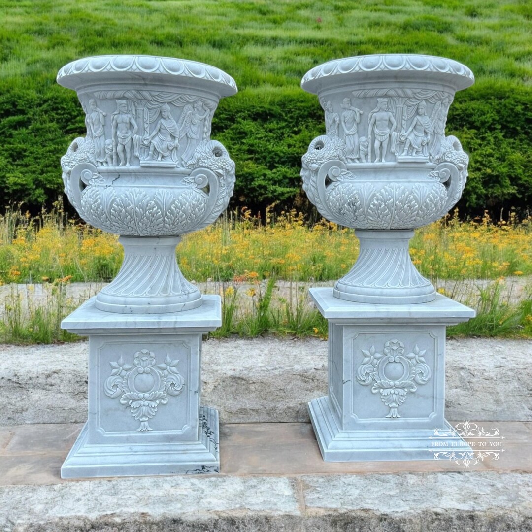 Monumental Carved Marble Figurative Urns - MGU12 - Etsy