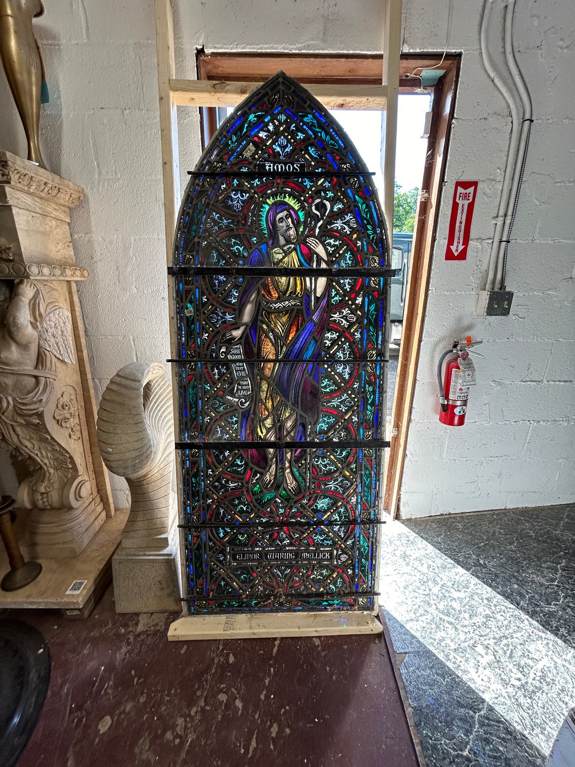 Antique Stained Glass Saint Amos Church Window 4A - Etsy