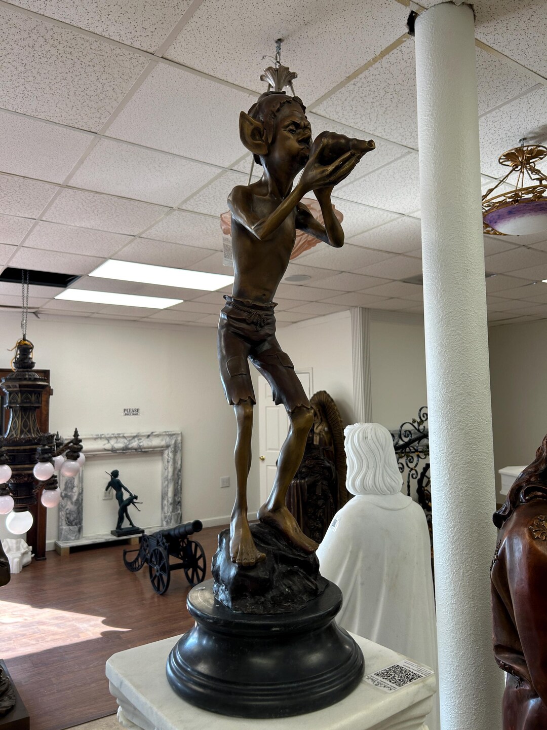 Bronze Pixie Statue With a Shell on a Marble Base - JX261S - Etsy