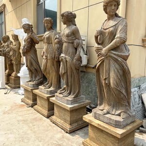 4 Season Antique Stone Estate Statues and Bases - JX502S - Etsy