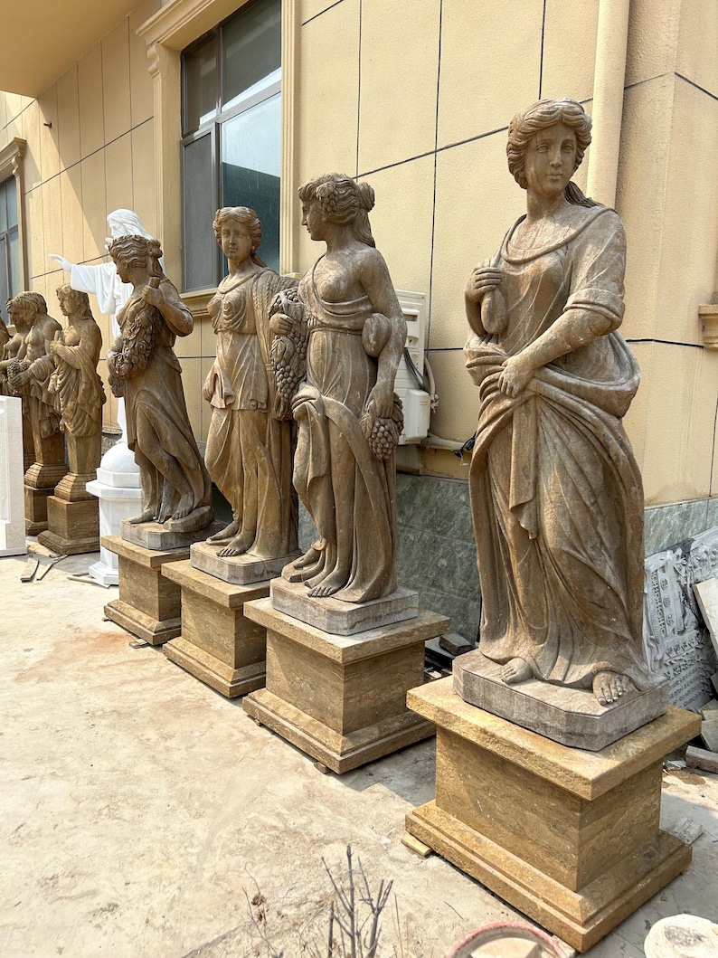 4 Season Antique Stone Estate Statues and Bases - JX502S - Etsy
