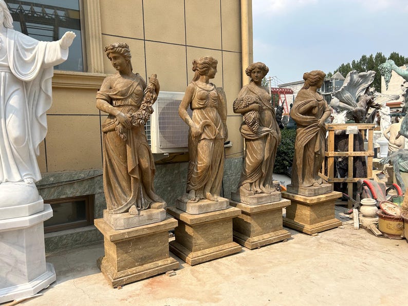 4 Season Antique Stone Estate Statues and Bases - JX502S - Etsy