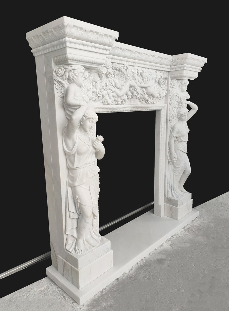 Carved Marble Figurative Fireplace Mantel - Etsy