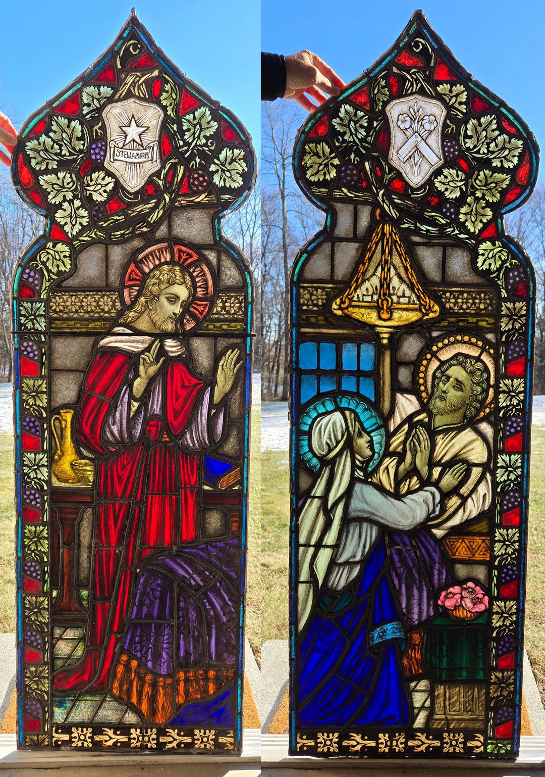Antique Stained Glass the Death of St. Joseph W. Mary and Jesus Window ...