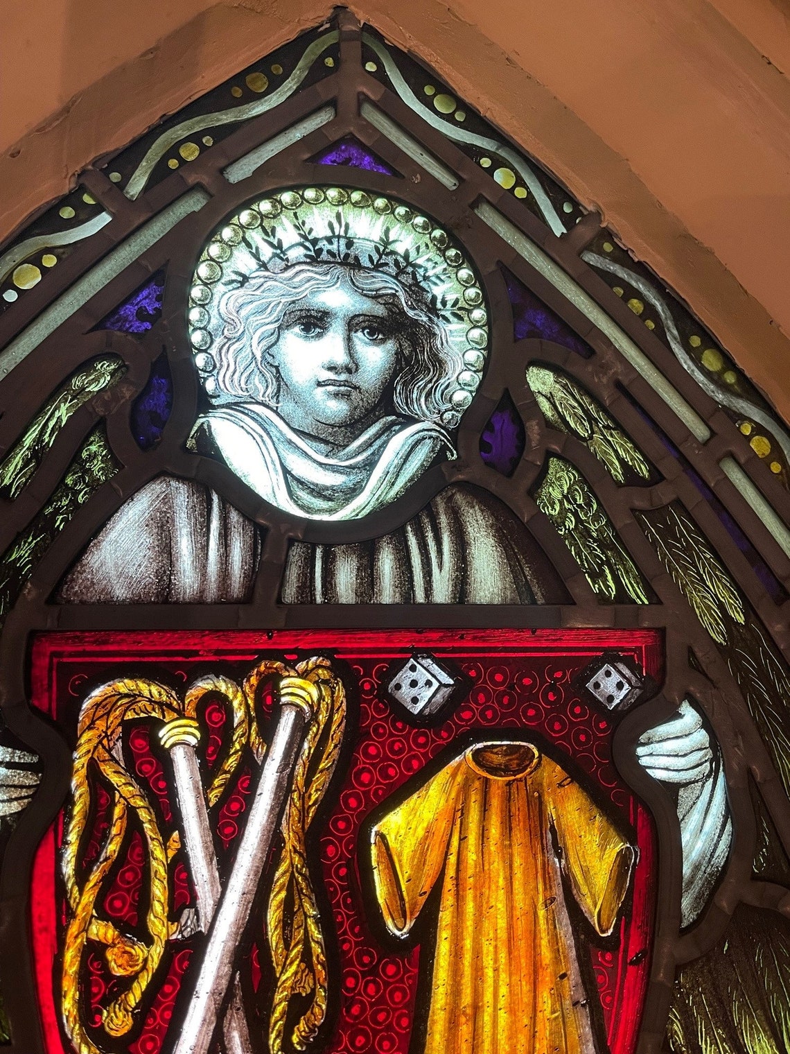 Incredible Antique Church Stained Glass Angel Window With Vestment - Etsy