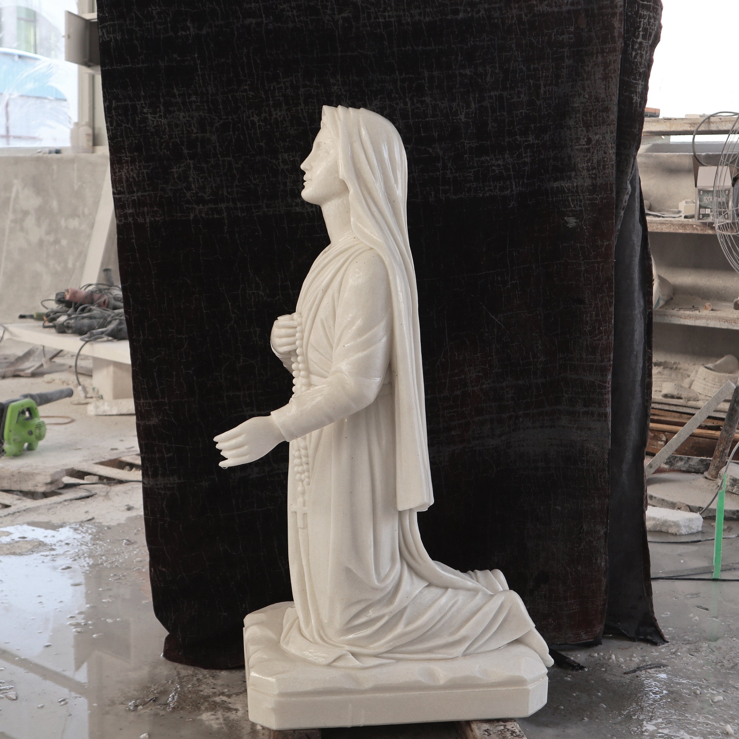 Carved Marble Saint Bernadette Statue - Etsy Carved Marble Saint Bernadette Statue - Etsy