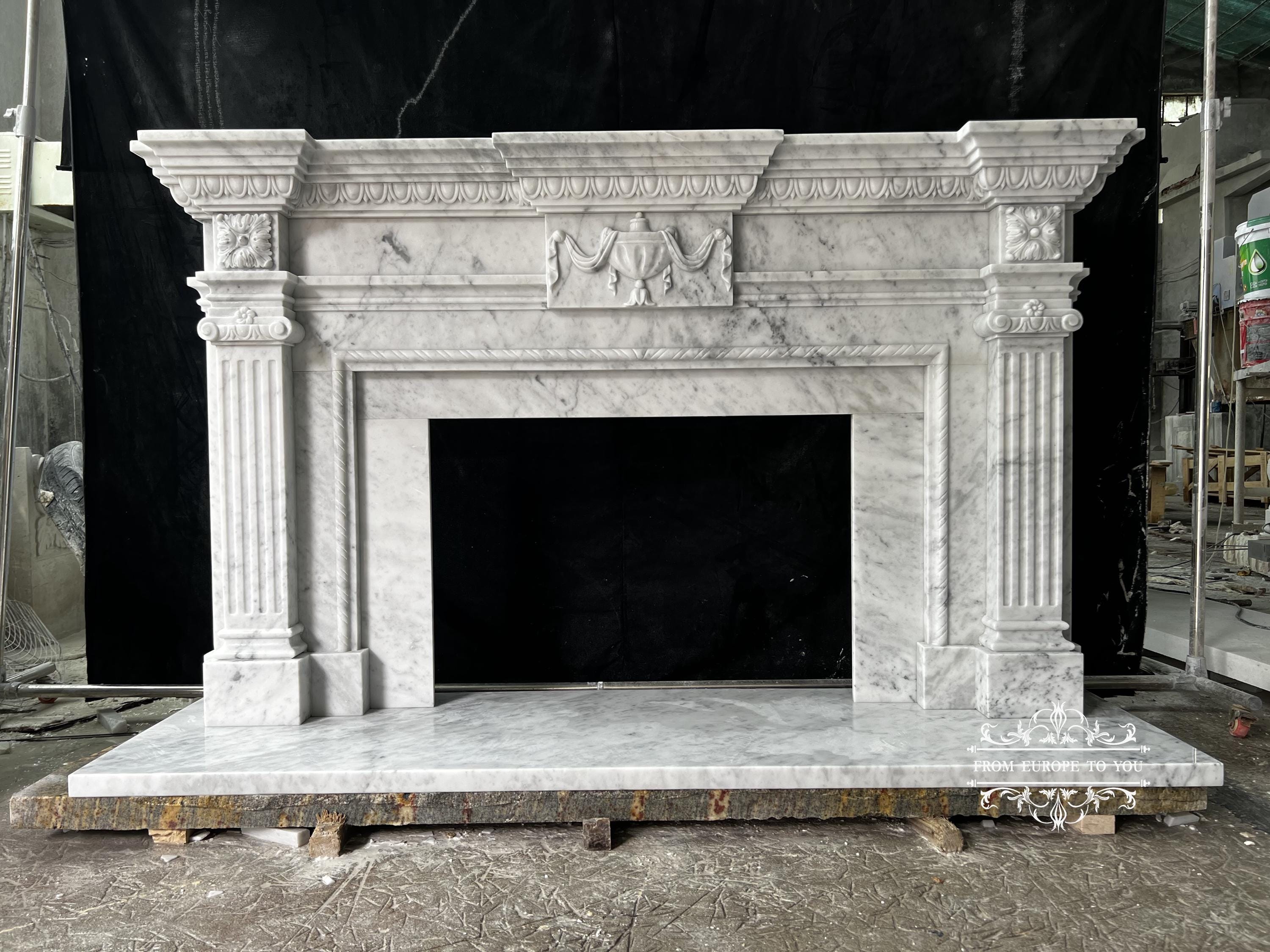 Carrved Carrara Marble Estate Fireplace Mantel - JJX20 - Etsy
