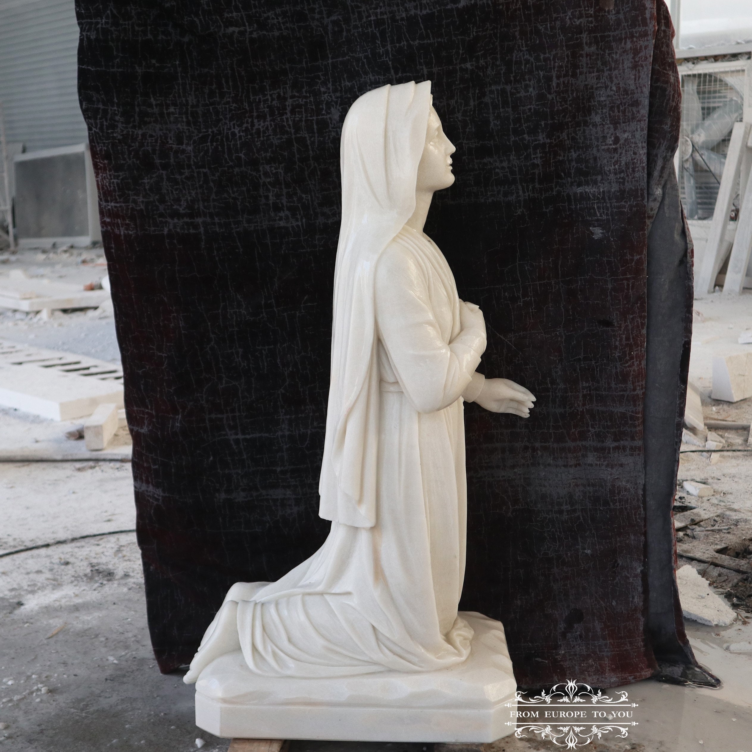 Carved Marble Saint Bernadette Statue - Etsy Carved Marble Saint Bernadette Statue - Etsy