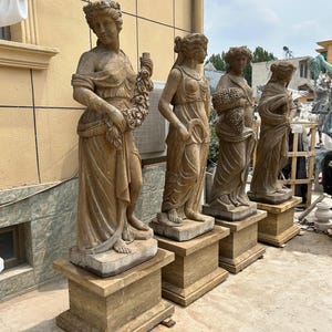 4 Season Antique Stone Estate Statues and Bases - JX502S - Etsy