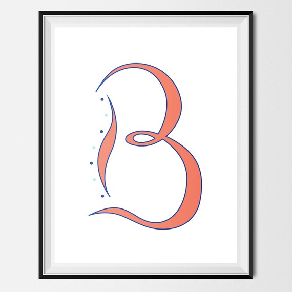 Custom Letter B Typographic Print / Initial Poster / Alphabet | Etsy