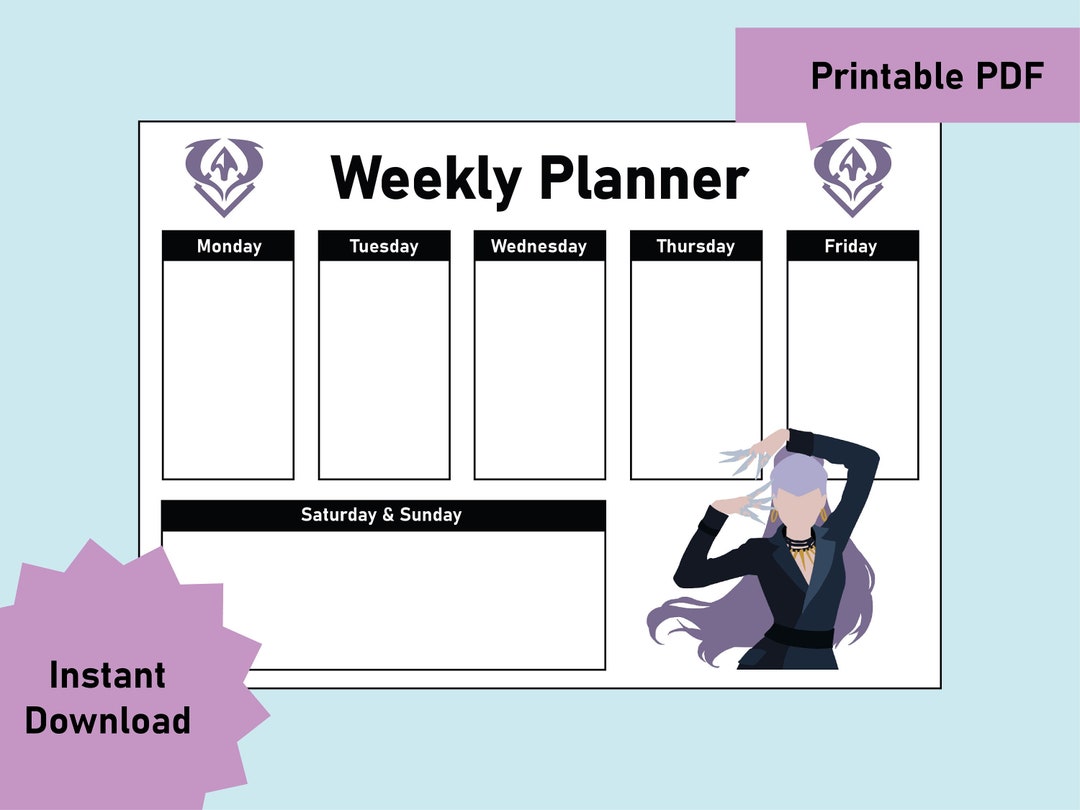KDA Evelynn League of Legends Weekly Planner Printable - Etsy