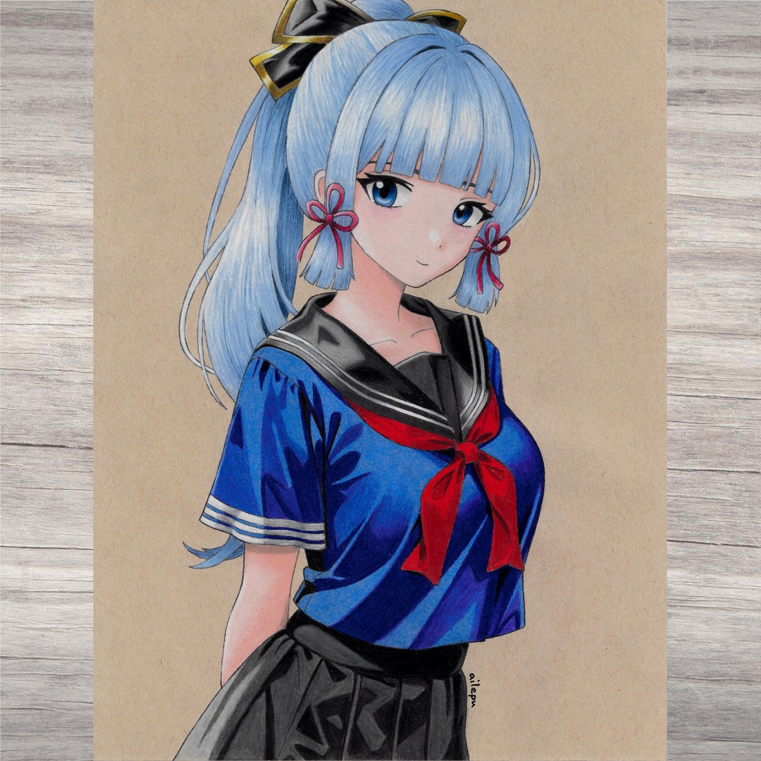 Original Drawing Ayaka Kamisato From Genshin Impact - Etsy