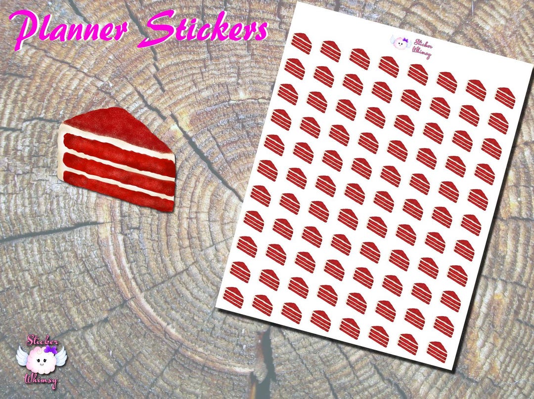 Red Velvet Cake Planner Stickers, Dessert Food Matte Stickers - Etsy