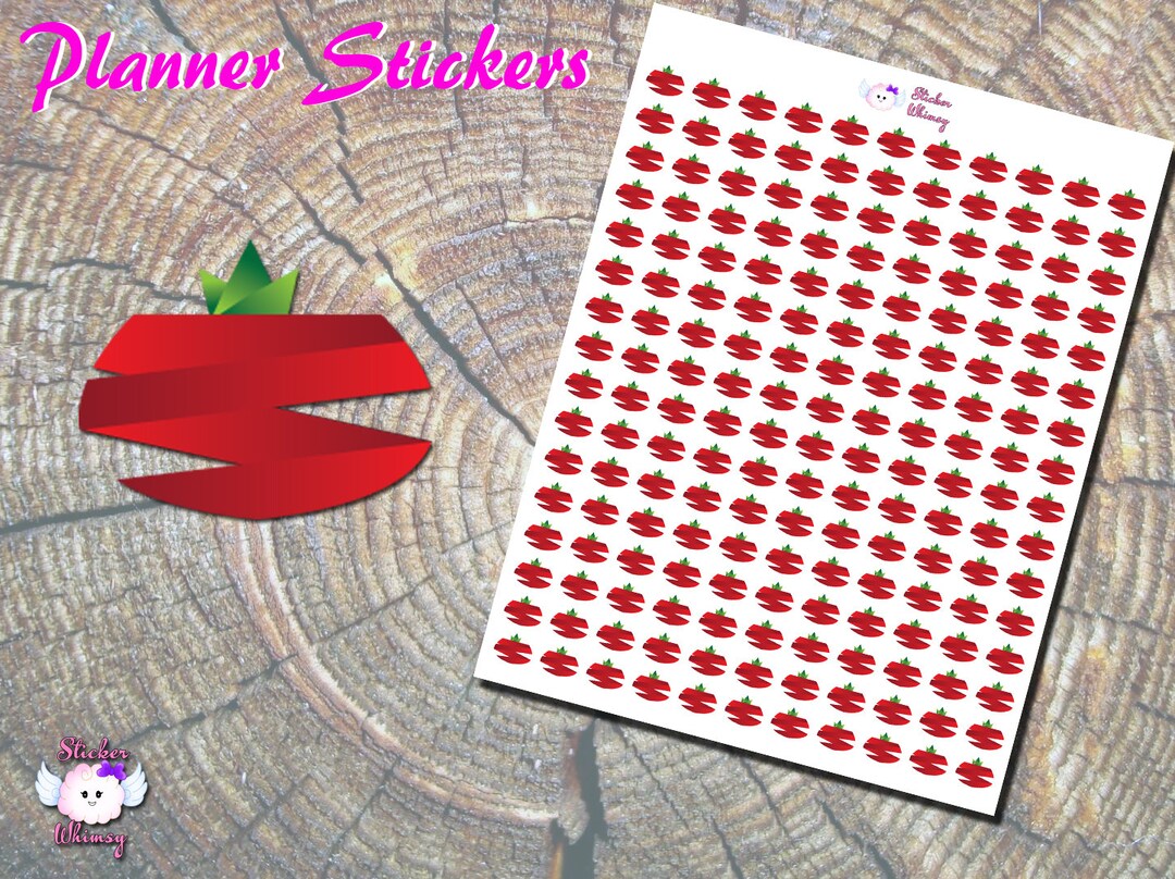 Red Spiral Tomato Planner Stickers, Vegan Stickers, Vegetable Stickers ...