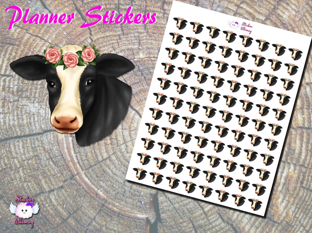 Cow Head Stickers, Printed Stickers, Sublimation, Flower Wreath ...