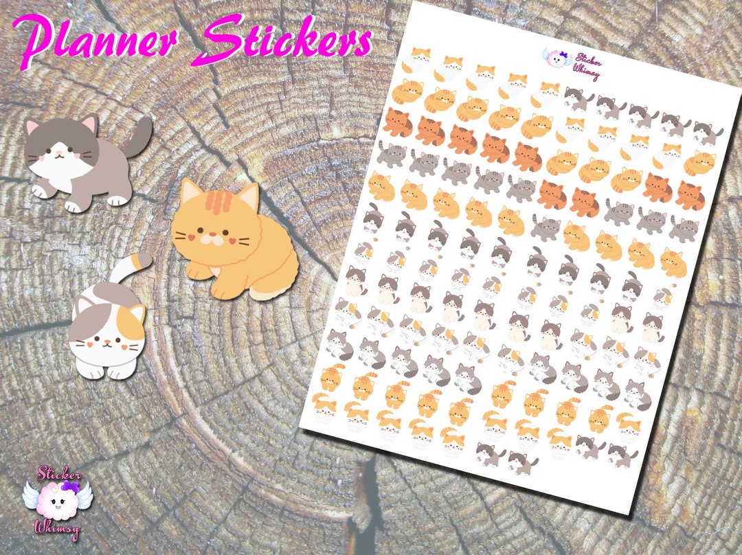 Cute Kitten Planner Stickers, Printed Stickers, Cute Cat Stickers ...