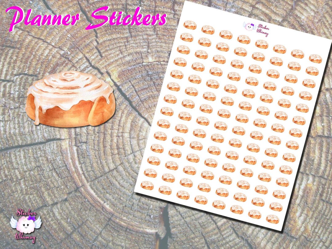 Cinnamon Roll Planner Stickers, Printed Stickers, Baked Good Stickers ...