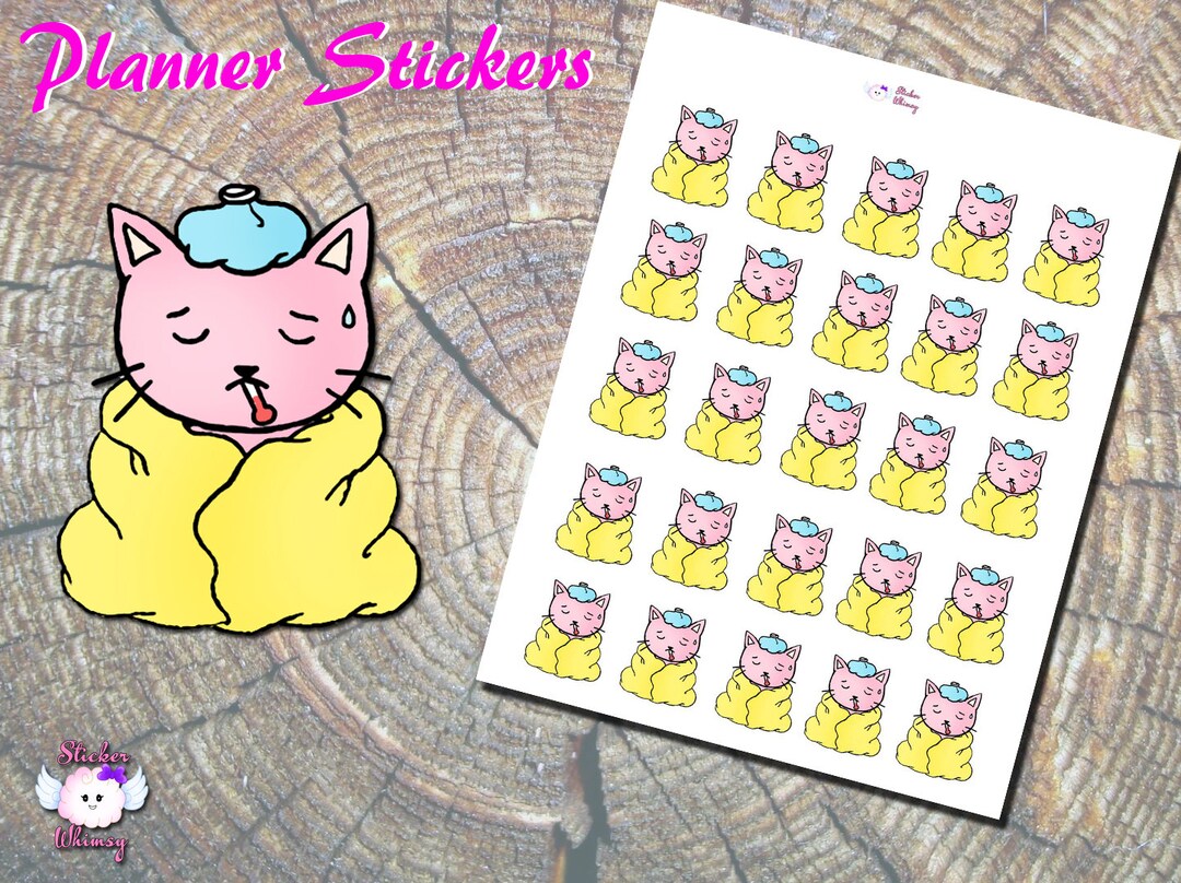 Pinky the Cat Sick Day Planner Stickers Printed Stickers - Etsy