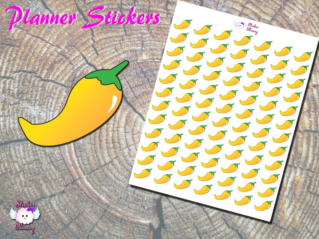 Yellow Chili Pepper Planner Stickers: 84 Vegan Vegetable Stickers - Etsy