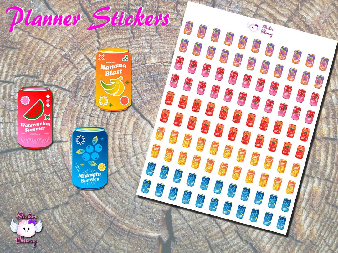 Fruity Soda Can Planner Stickers, Printed Stickers, Junk Food Stickers ...