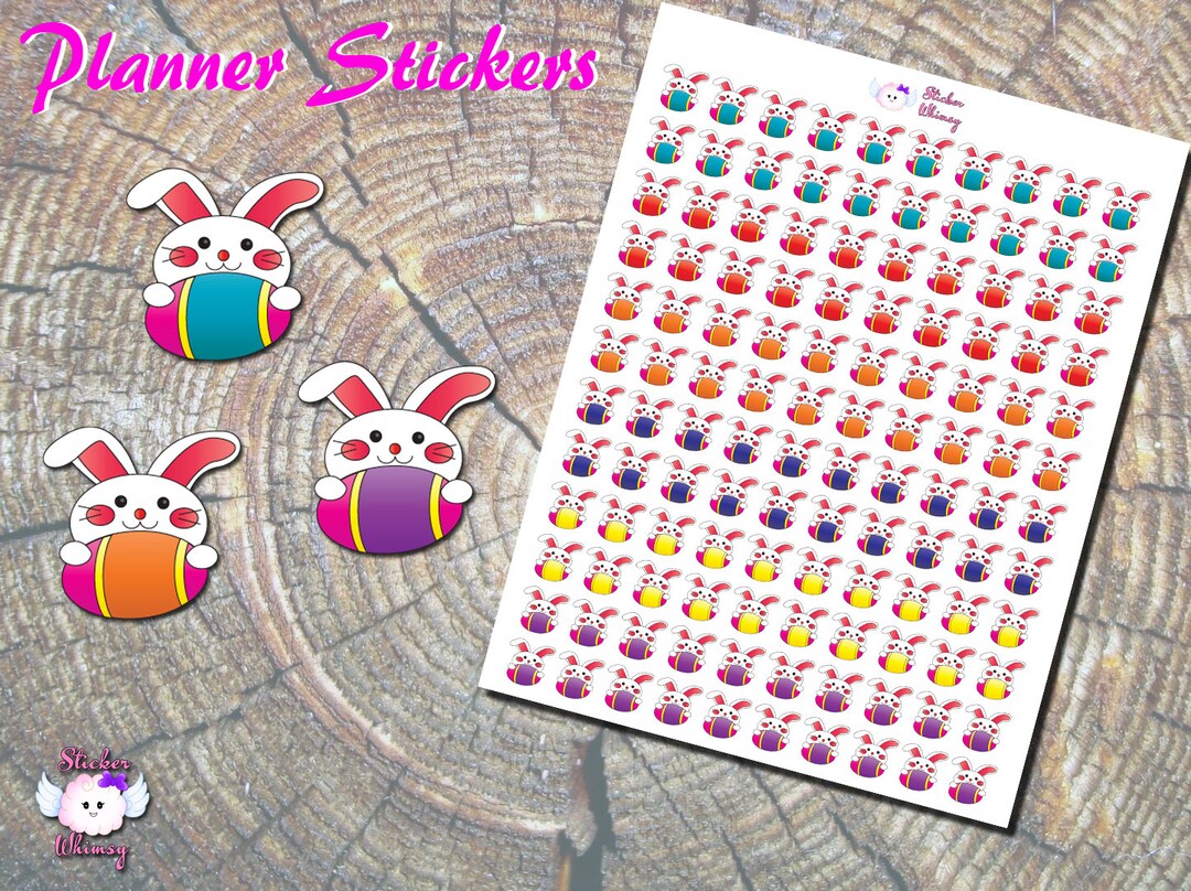 Easter Rabbit & Egg Planner Stickers, Printed Stickers, Holiday ...
