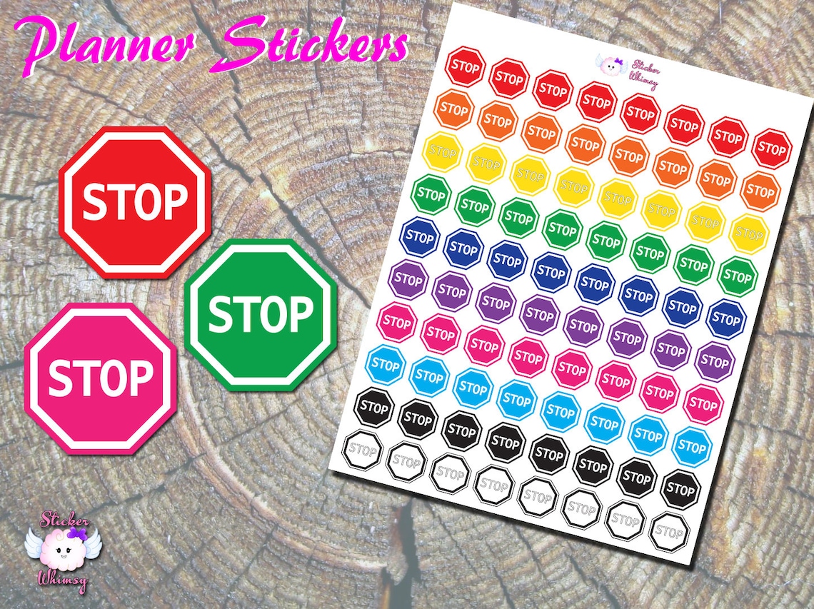 Colorful Stop Planner Stickers Printed Stickers Traffic Sign - Etsy