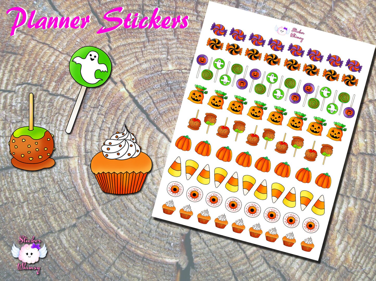 Paper Halloween Candy Planner Stickers Kawaii Stickers Colorful Hard ...