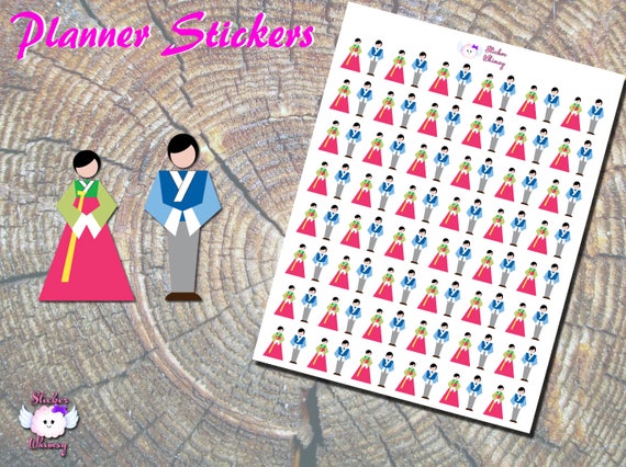 Traditional Korean Hanbok Stickers Printed Stickers Culture | Etsy